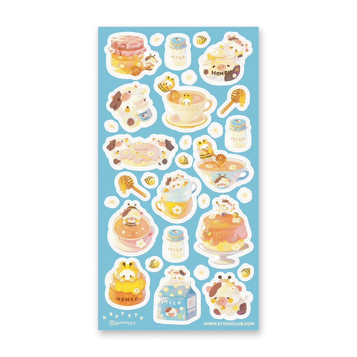Kawaii Milk Honey Sticker Sheet – Oodles Kids